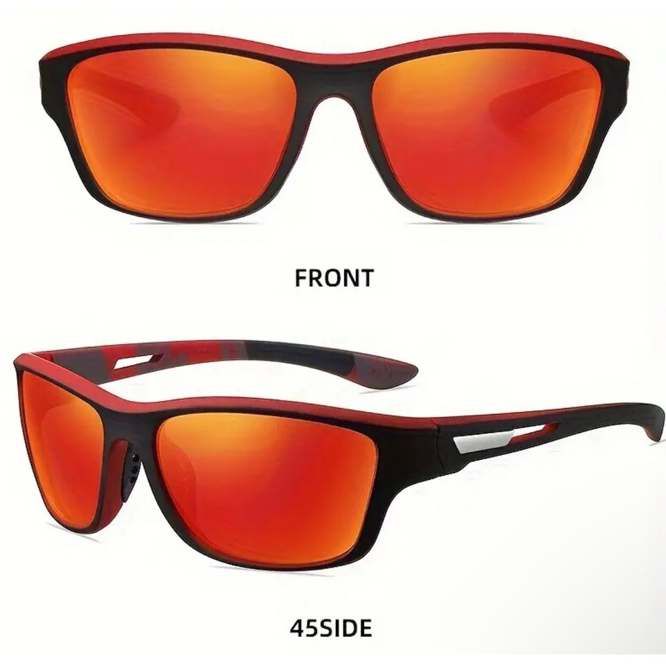 Sport Polarized Sunglasses Red Fire Mirrored Lens Driving Fishing ...