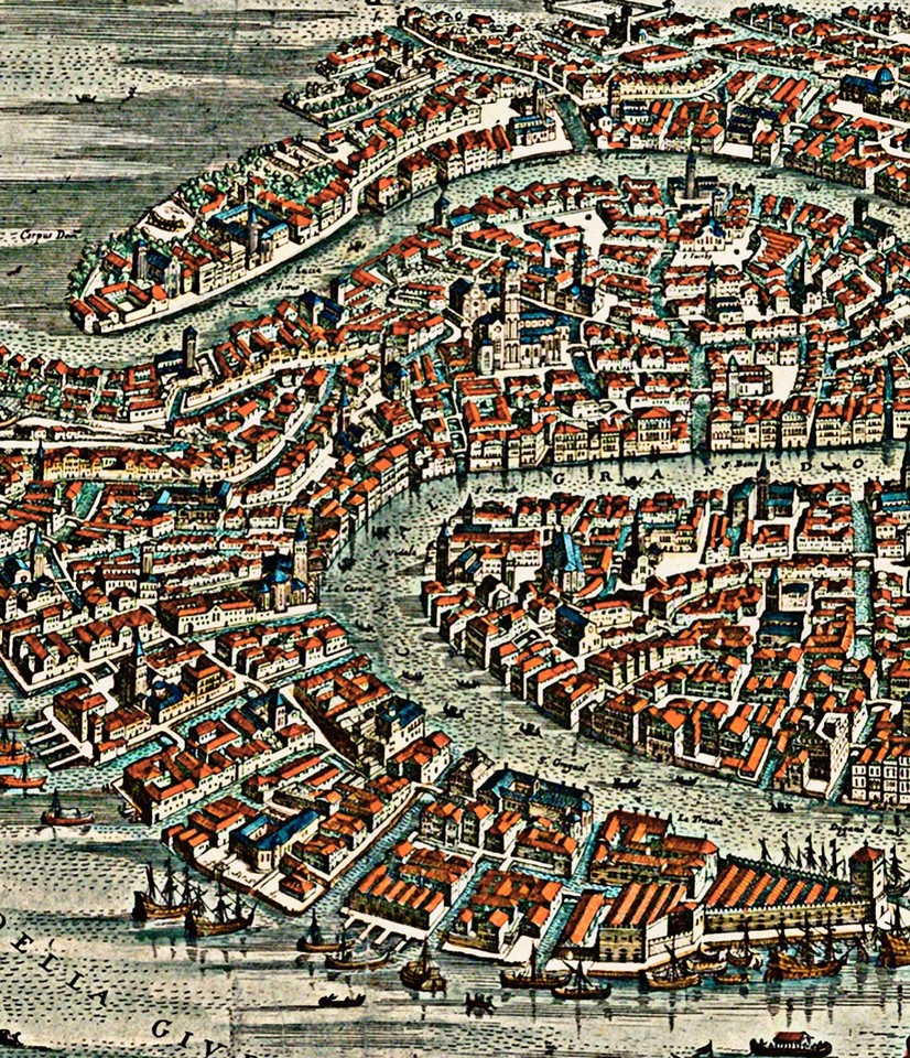 1636 Venice Italy Map Vintage Historic Wall Poster Home Office Venezia ...