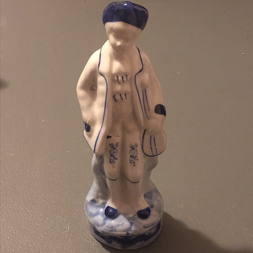 ML Vintage Blue & White Colonial Man Statue - 7" Tall Minor Chip | eBay