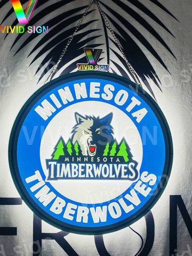 Minnesota Timberwolves 3D LED Neon Sign Lamp Light 16"x16" Hanging ...