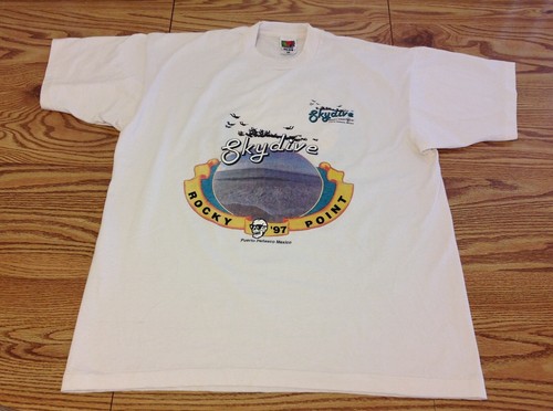 VTG 90s Single Stitch Novelty Tourist T Shirt Sky Dive Rocky Point ...