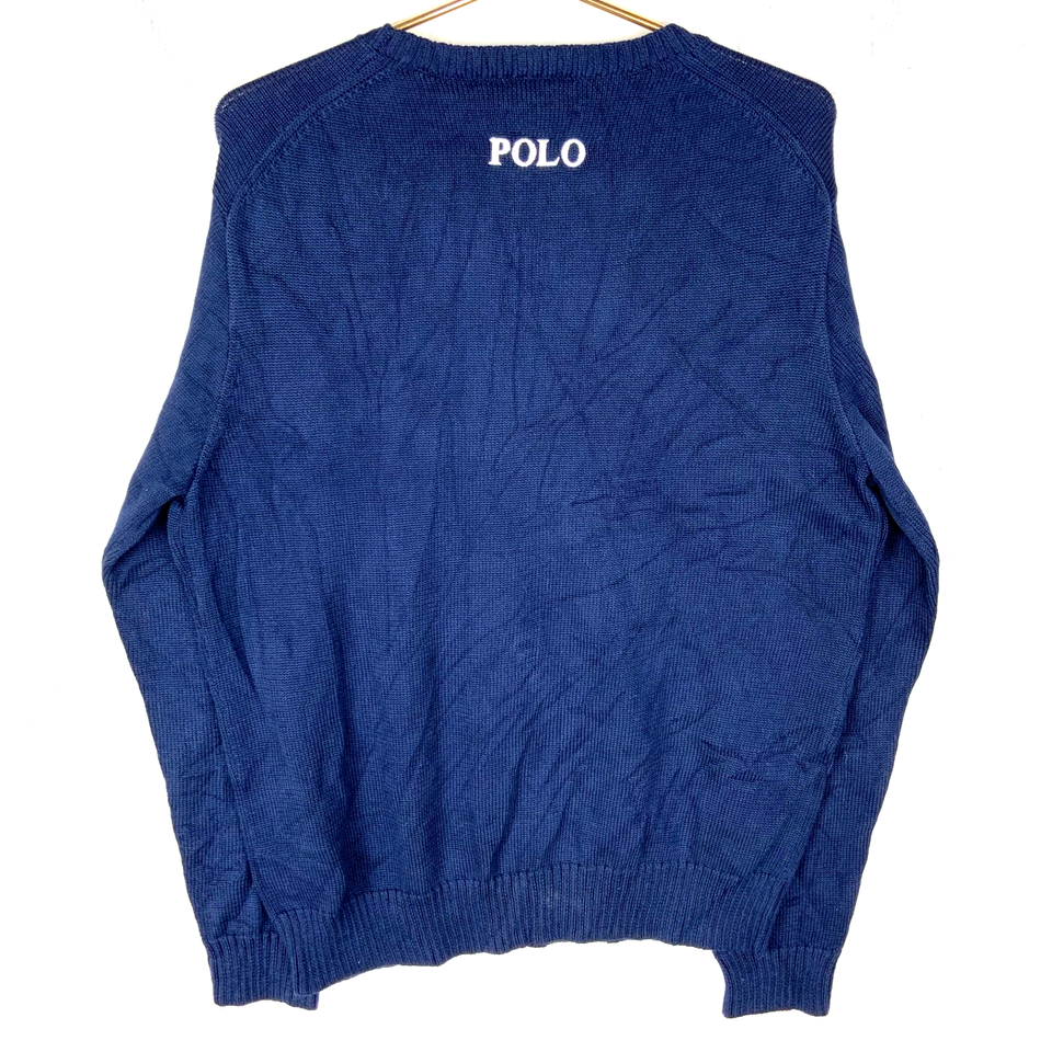 Polo Bear Golf Knit Sweater Large Blue Crewneck Pullover | eBay UK