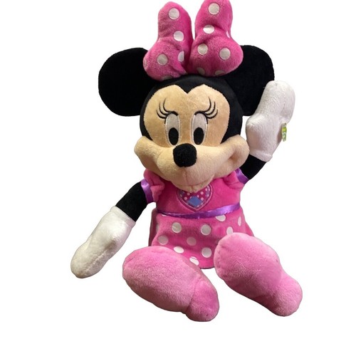 Disney Plush 14” Talking Singing Minnie Mouse Pink and White Polka Dots ...