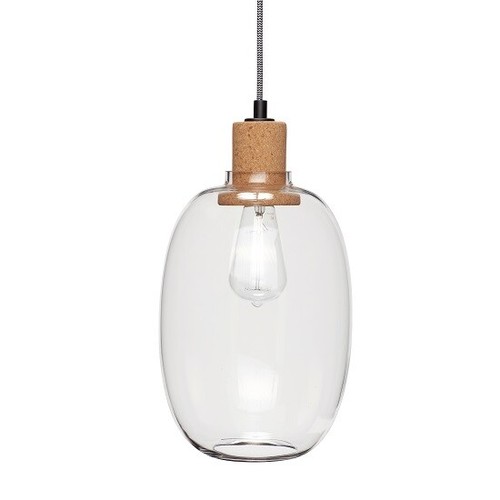 Ceiling Light Glass & Cork Clear Pendant Lamp Danish Design by Hubsch ...