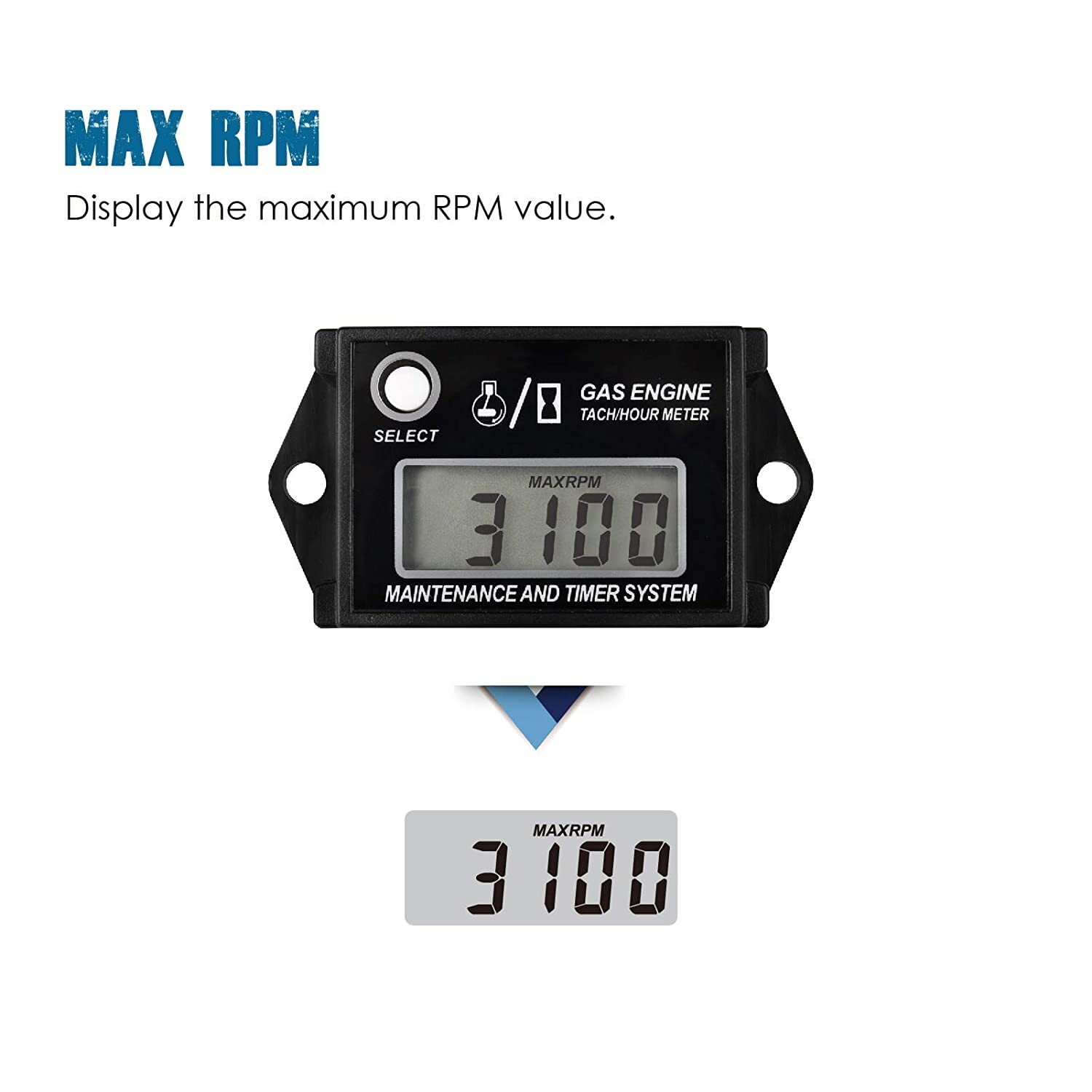 Waterproof Tachometer Tiny Tach/Hour Meter for 2 Stroke or 4 Stroke ...