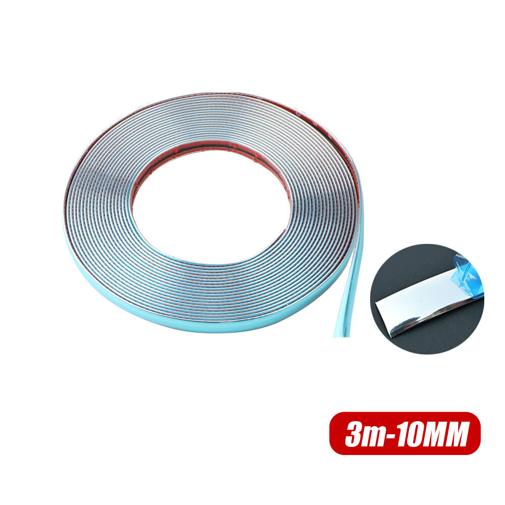 3M 10mm Auto Side Door Chrome Strip Moulding Decor Bumper Protector ...