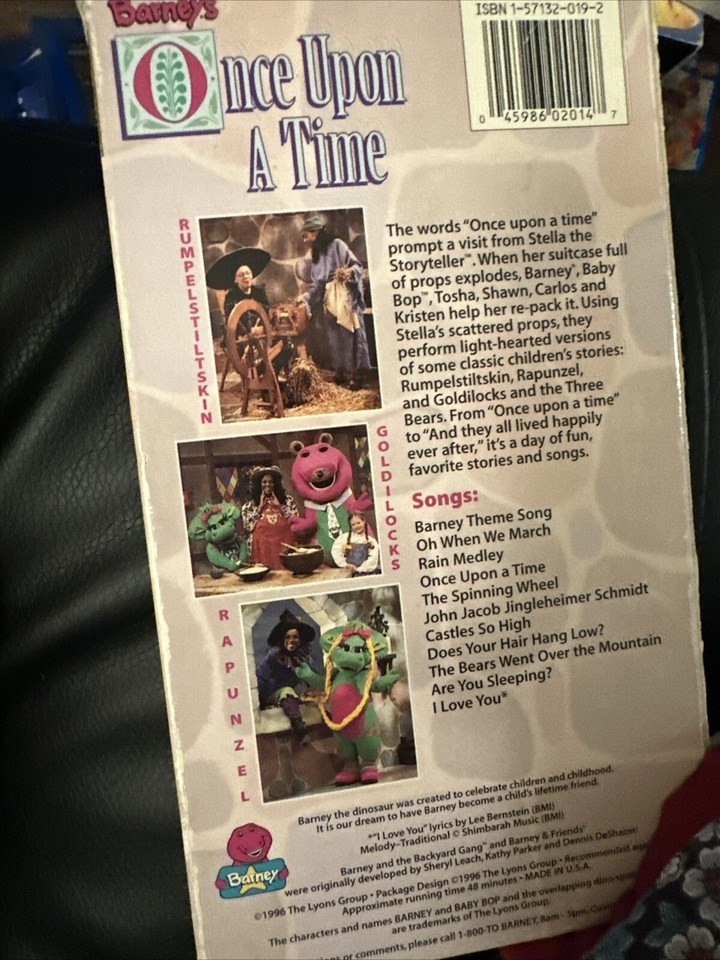 Vintage 1996 Barney VHS Once Upon A Time Classic Collection Actimates ...