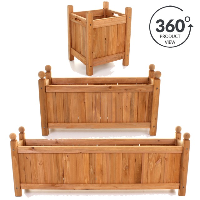 Marko Gardening X-Large Rectangular Outdoor Wooden Garden Planter for ...