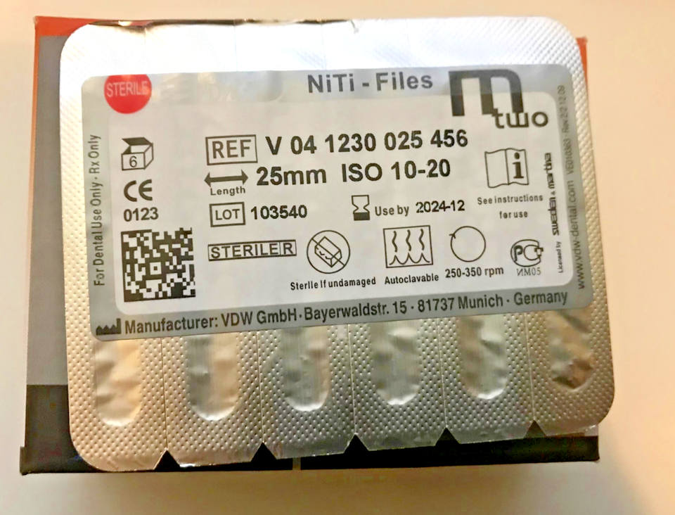 VDW MTWO NITI ROTORY FILES ROOT CANAL PREPRATIONS 10-20 (1 x 6 PKG ...