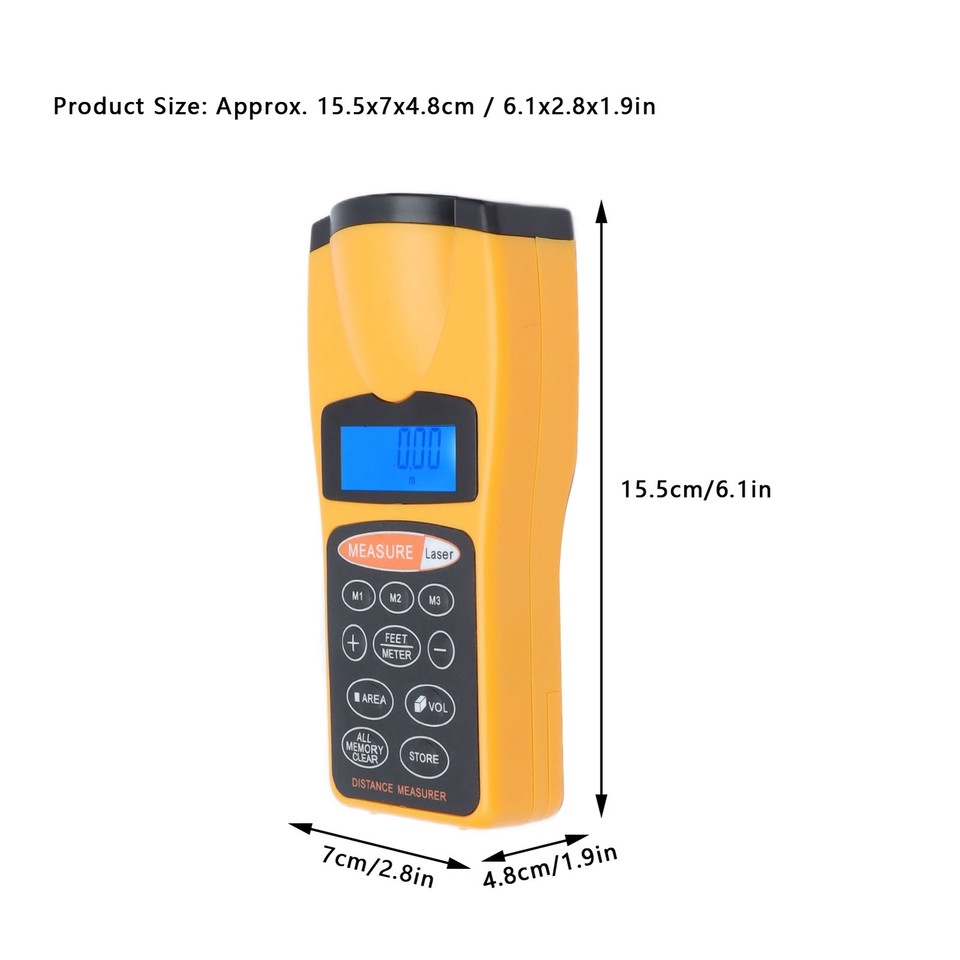 Distance Measure Meter Handheld Ultrasonic Meter Laser Range Finder ...