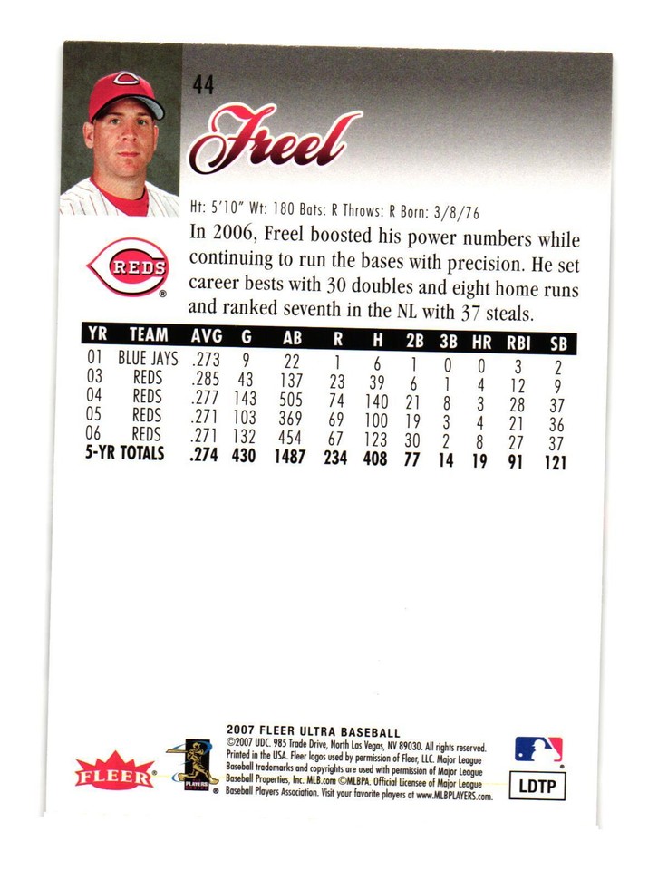 2007 Ultra #44 Ryan Freel Cincinnati Reds | eBay