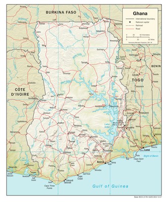 Ghana Physical Geography Physiographic Map Country Nation Poster Print ...
