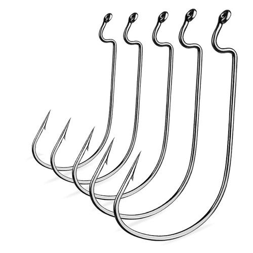 10pcs High Carbon Steel Bass Fishing Worm Plastics Bait Hook Texas Rig ...