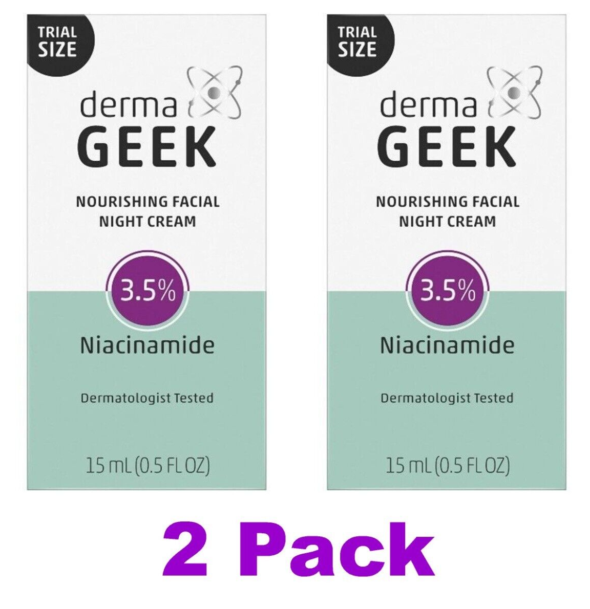 2 Pack Derma Geek .5 Oz 3.5% Niacinamide Facial Night Cream Trial ...