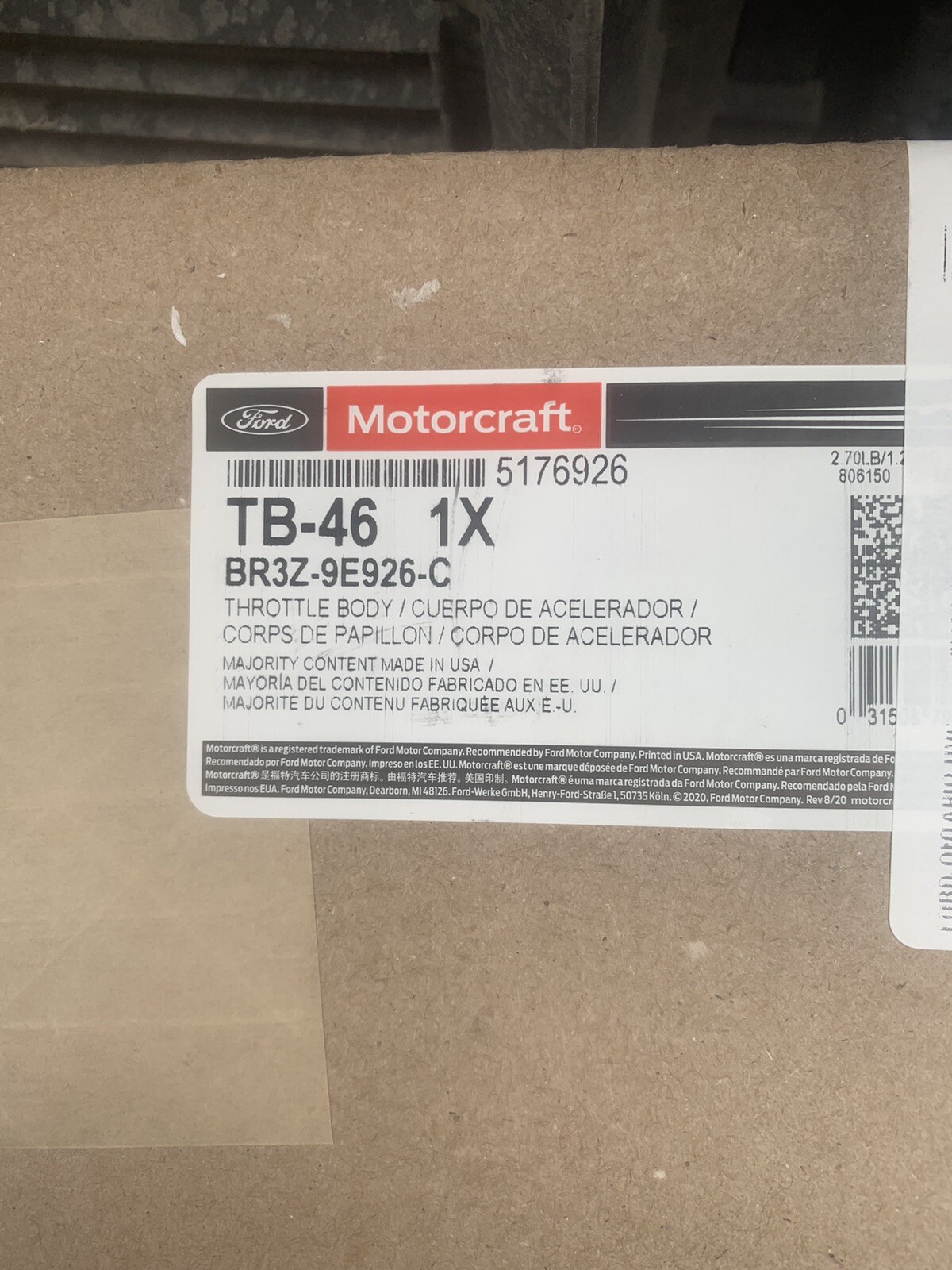 Ford BR3Z9E926C Genuine OEM Throttle Body for sale online | eBay