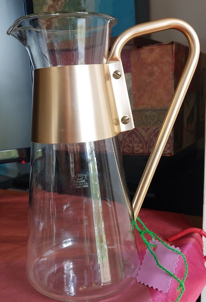 Pyrex Beverage Server Pitcher MCM Copper USA Juice Carafe Decanter W ...