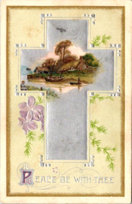 Postcard. Easter Cross Peaceful Scene Peace Be With You. B11 | eBay