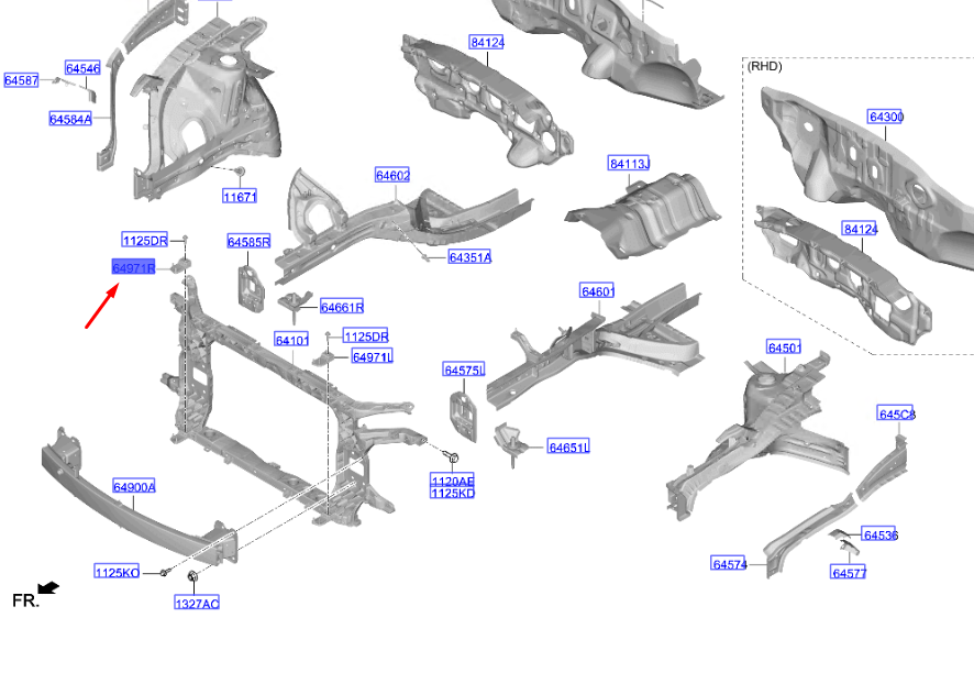 HYUNDAI TUCSON NX4 Front Stiffener Lower Right Bracket 64981N7000 NEW ...