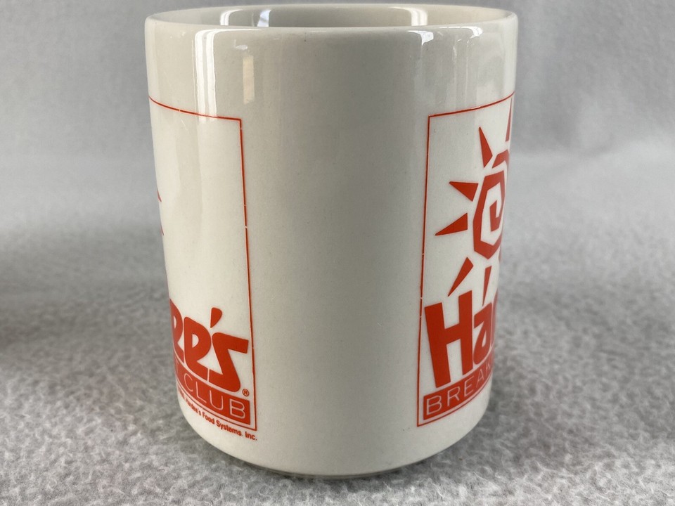 Hardees Breakfast Club Coffee Mug Cup White Orange Ceramic Vintage 1993 ...