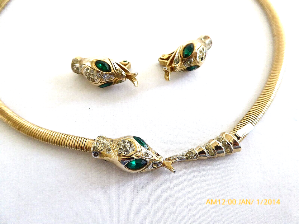 RARE VINTAGE 1940s CORO SNAKE NECKLACE and EARRINGS SET | eBay