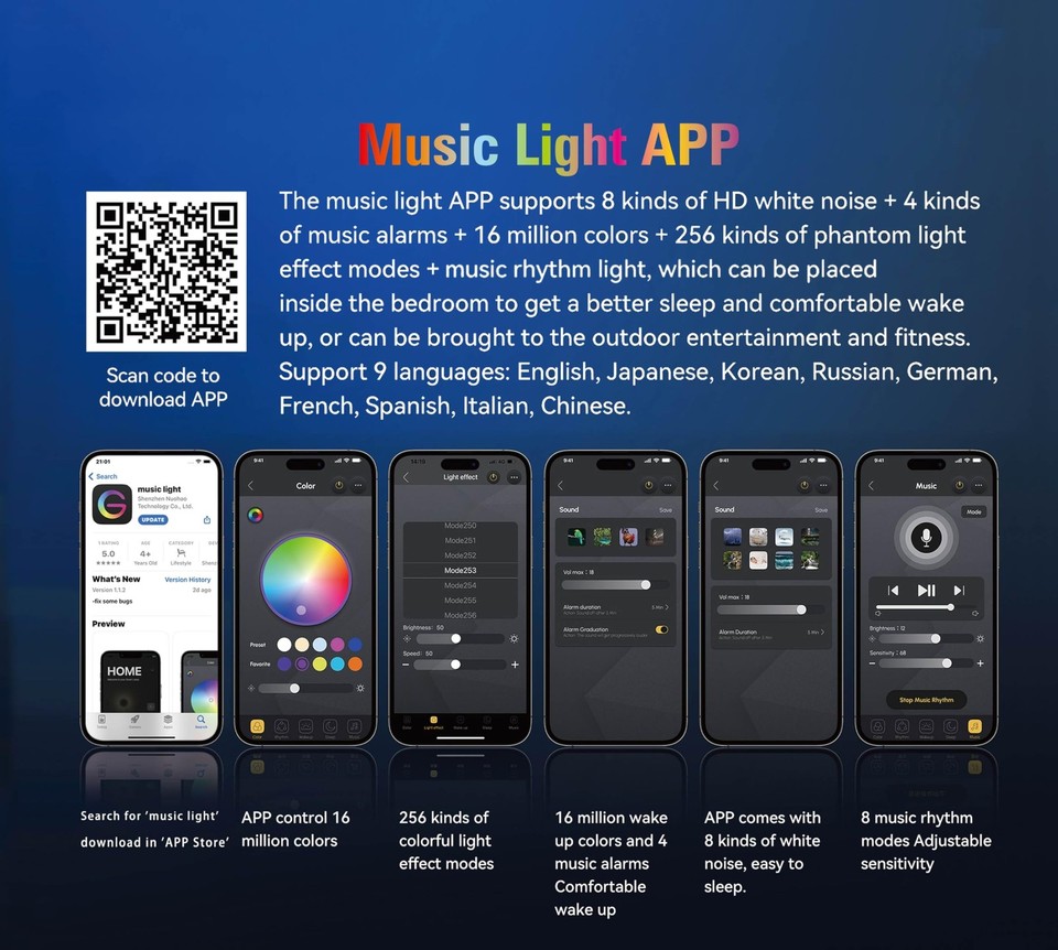 Table Lamp, 4-in-1 Wireless Charger, Music Rhythm Ambient Night Light ...