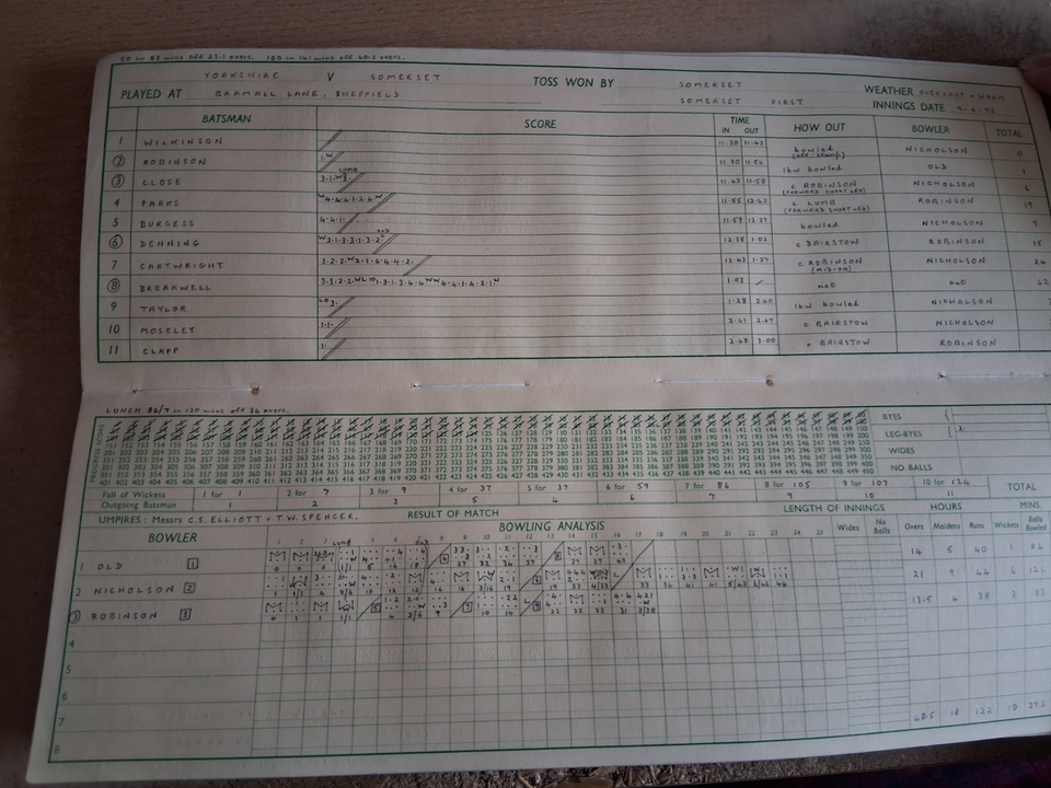 Slazenger Cricket Scoring Book 1972-1974 Yorkshire CCC & Test Matches ...