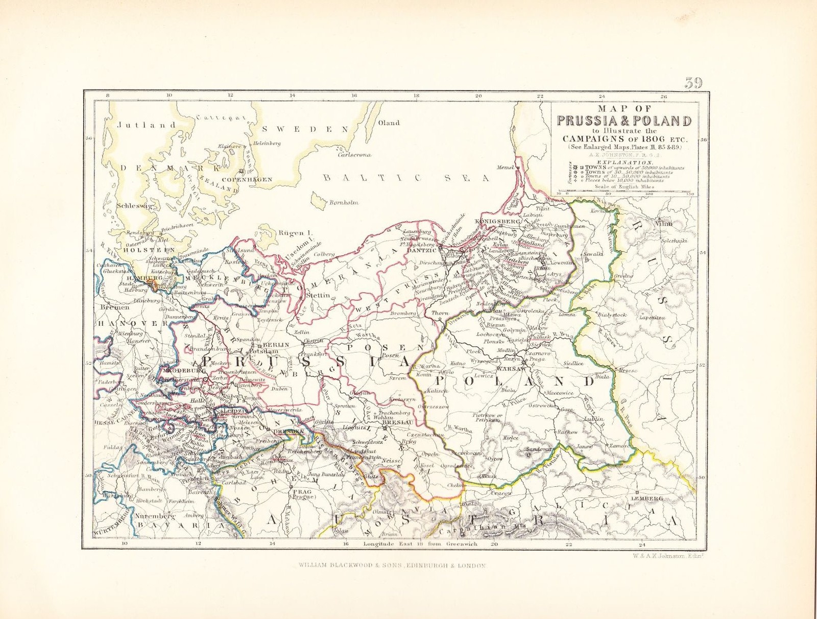 MAP/BATTLE PLAN ~ PRUSSIA & POLAND ILLUSTRATING CAMPAIGNS OF 1806 ~ | eBay