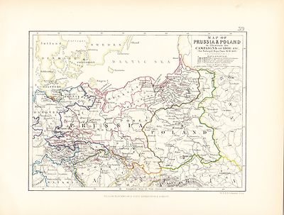 MAP/BATTLE PLAN ~ PRUSSIA & POLAND ILLUSTRATING CAMPAIGNS OF 1806 ~ | eBay