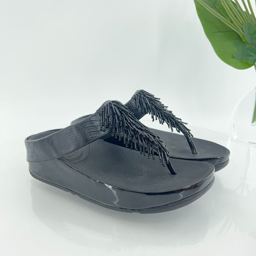 Fitflop Women Cha Cha Sandal Size 6 Thong Slide Toning Shoe Black ...