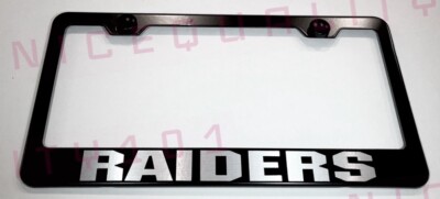 Las Vegas Raiders Stainless Steel Black Finished License Plate Frame ...