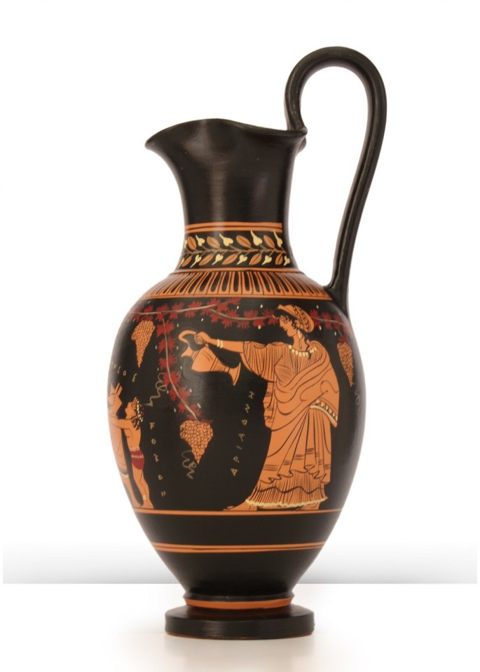 Ancient Greek Pottery Replica - Red-Figure Vase with Dionysus Handmade ...