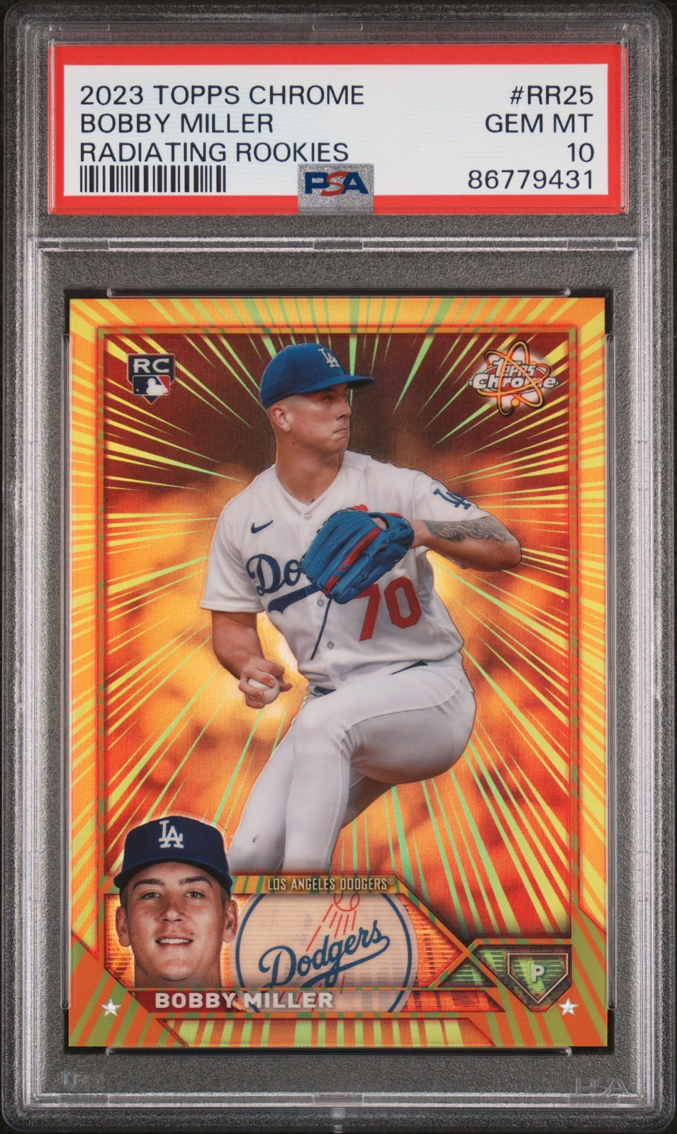 2023 Topps Chrome Radiating Rookies Bobby Miller Rookie SP RC PSA 10 LA ...