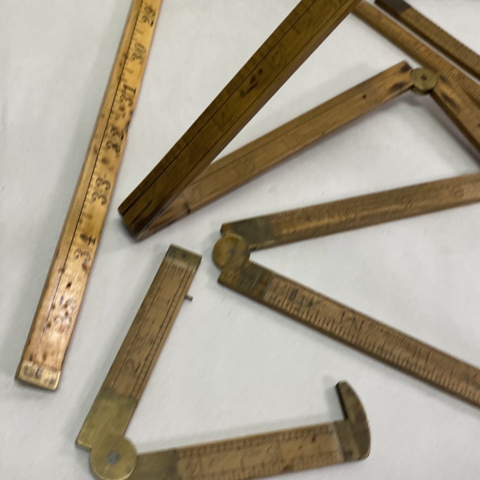 Six Diff Stanley Lufkin Boxwood Brass Carpenters Folding Ruler Lot vtg ...
