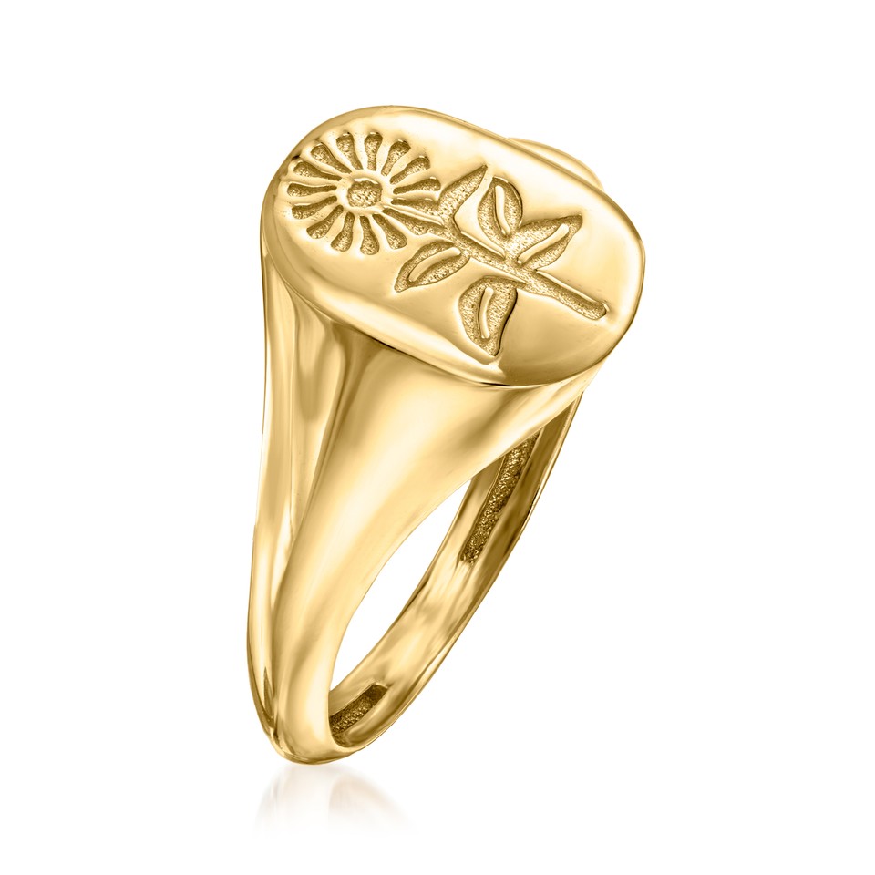 Ross-Simons Italian 14kt Yellow Gold Sunflower Signet Ring | eBay