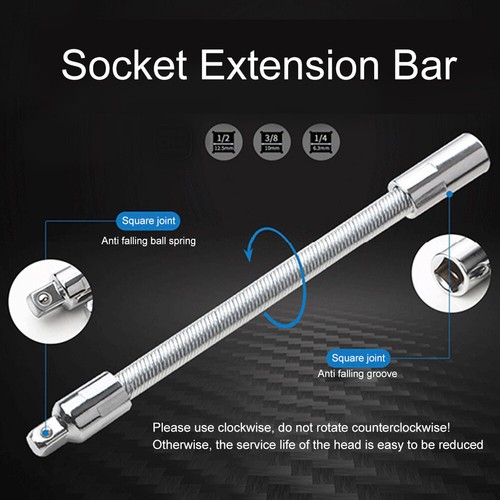 3set For Screwdriver Head Shaft Socket Extension Bar Flexible Drive ...