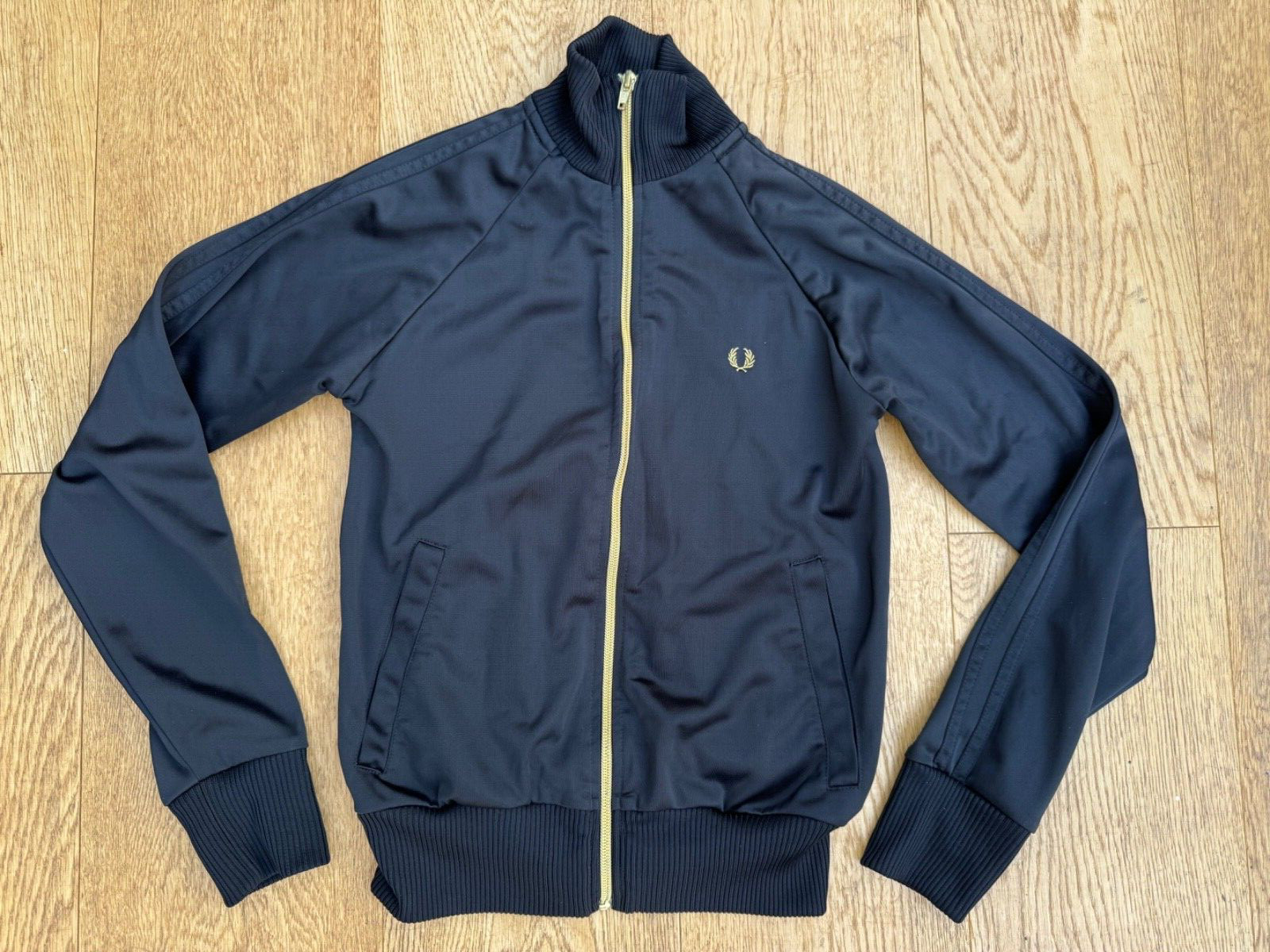 Fred Perry Track Jacket Top Womens Black/Gold Size UK… - Gem