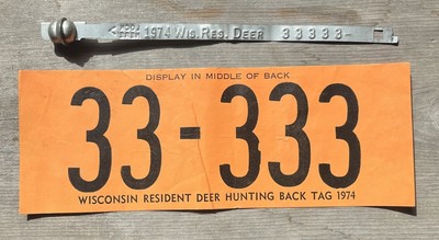1974 Wisconsin Deer Hunting Back & Harvest Tag solid 3's - Vintage Deer ...