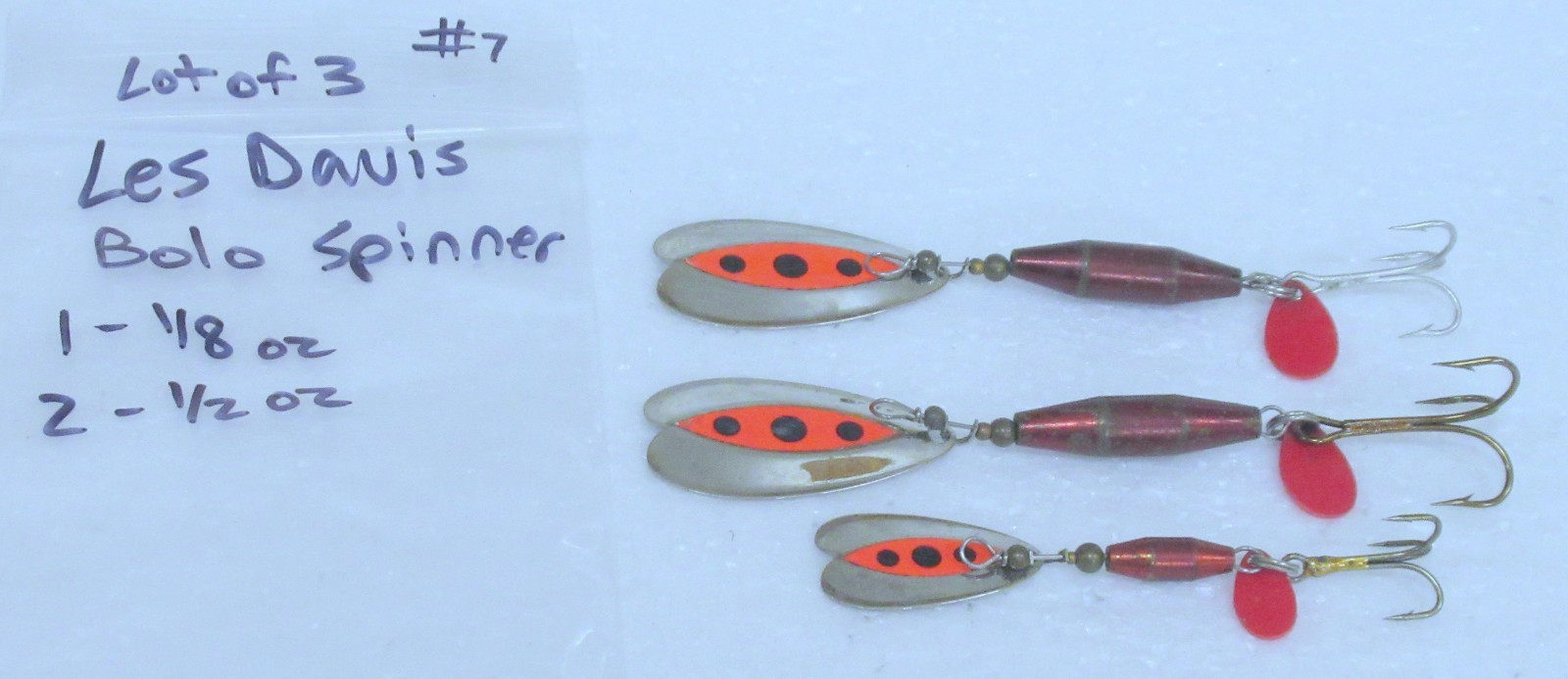 Lot of 3 Luhr Jensen Les Davis BOLO Spinner NICKEL Red Weighted 1/2 oz ...