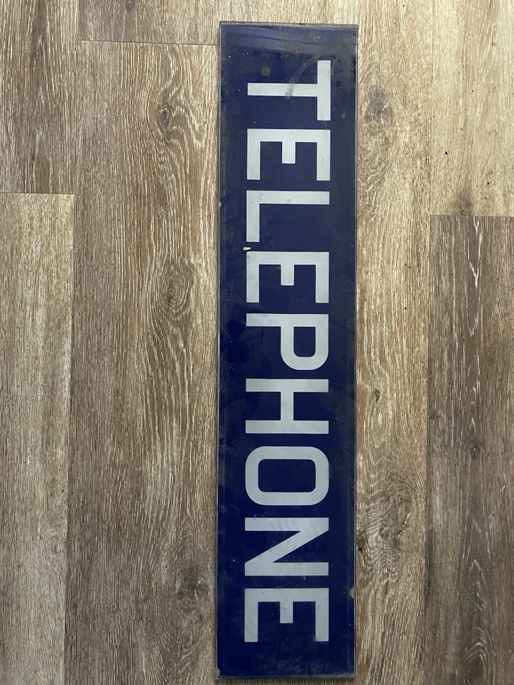 Vintage BELL SYSTEMS Telephone Booth Sign Pay Phone. Glass Insert. Nice ...