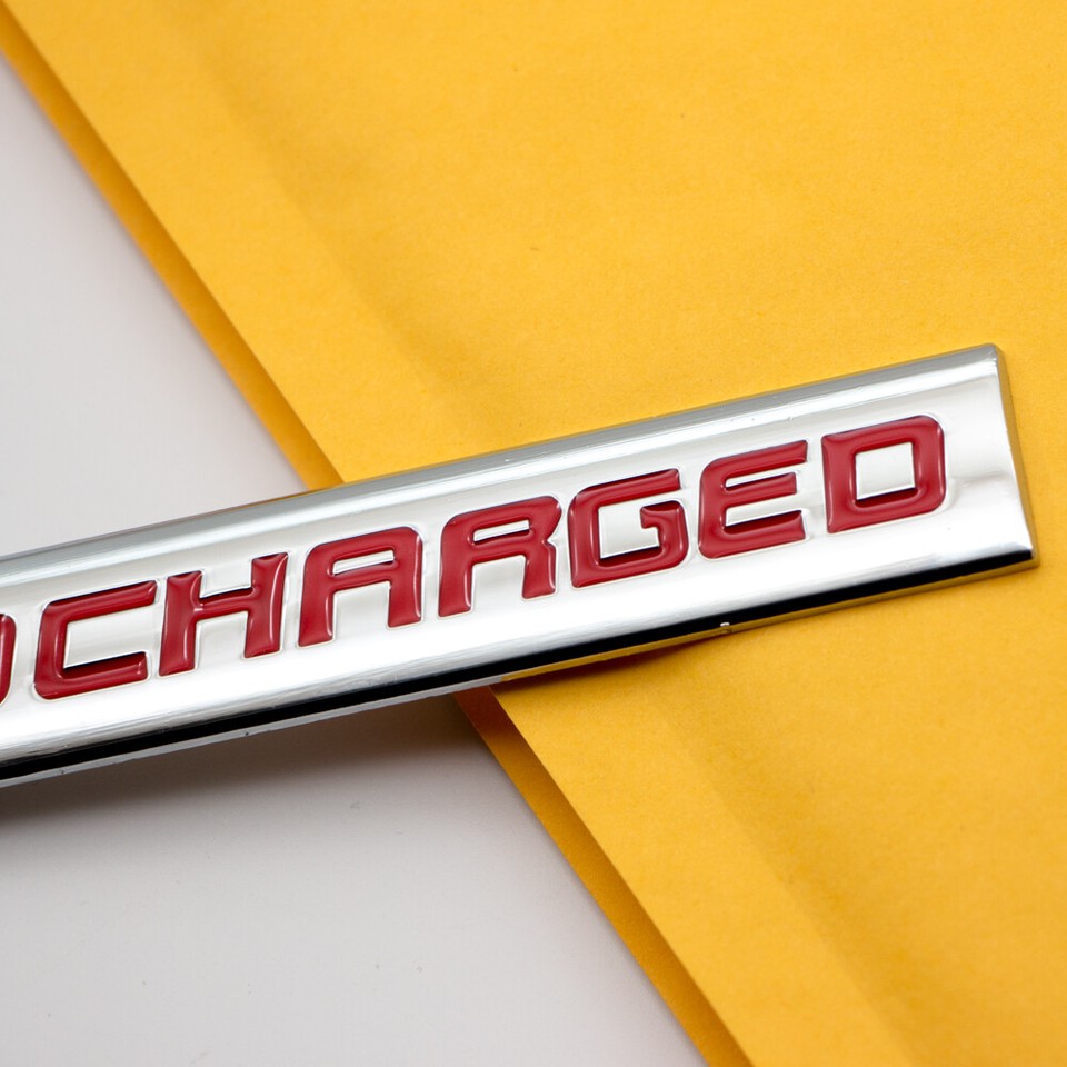 3D Metal Red Chrome TURBOCHARGED Emblem Supercharged Turbo Logo Car SUV ...