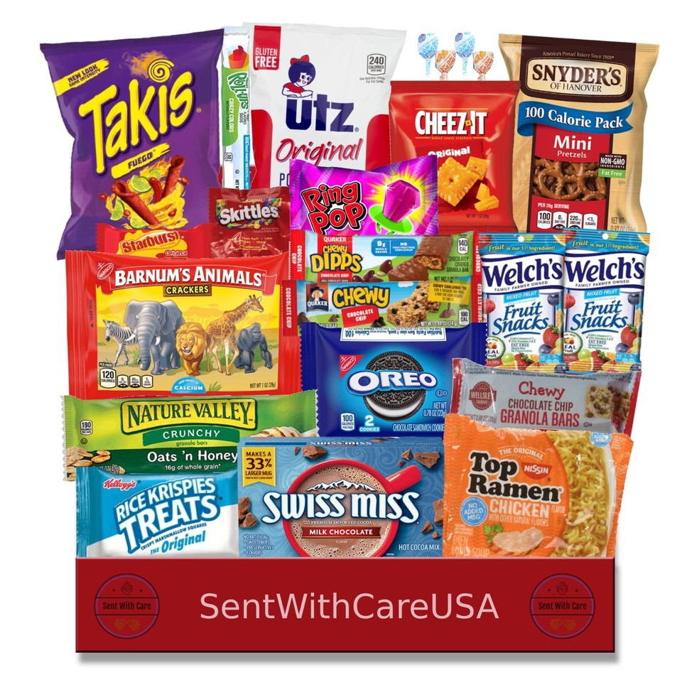 Snack Basket & Snack Box - American Snacks Candy Box - College Snack ...