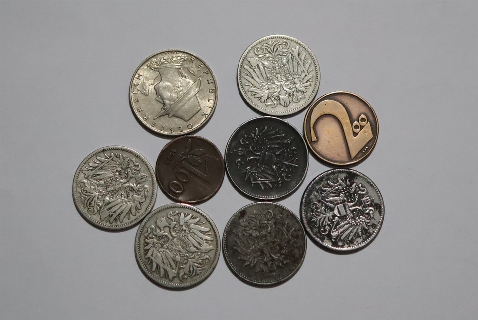 🧭 🇦🇹 LOTTO MONETE ANTICHE AUSTRIACHE 20 HELLER + 1000 KRONEN B53 CC38 ...