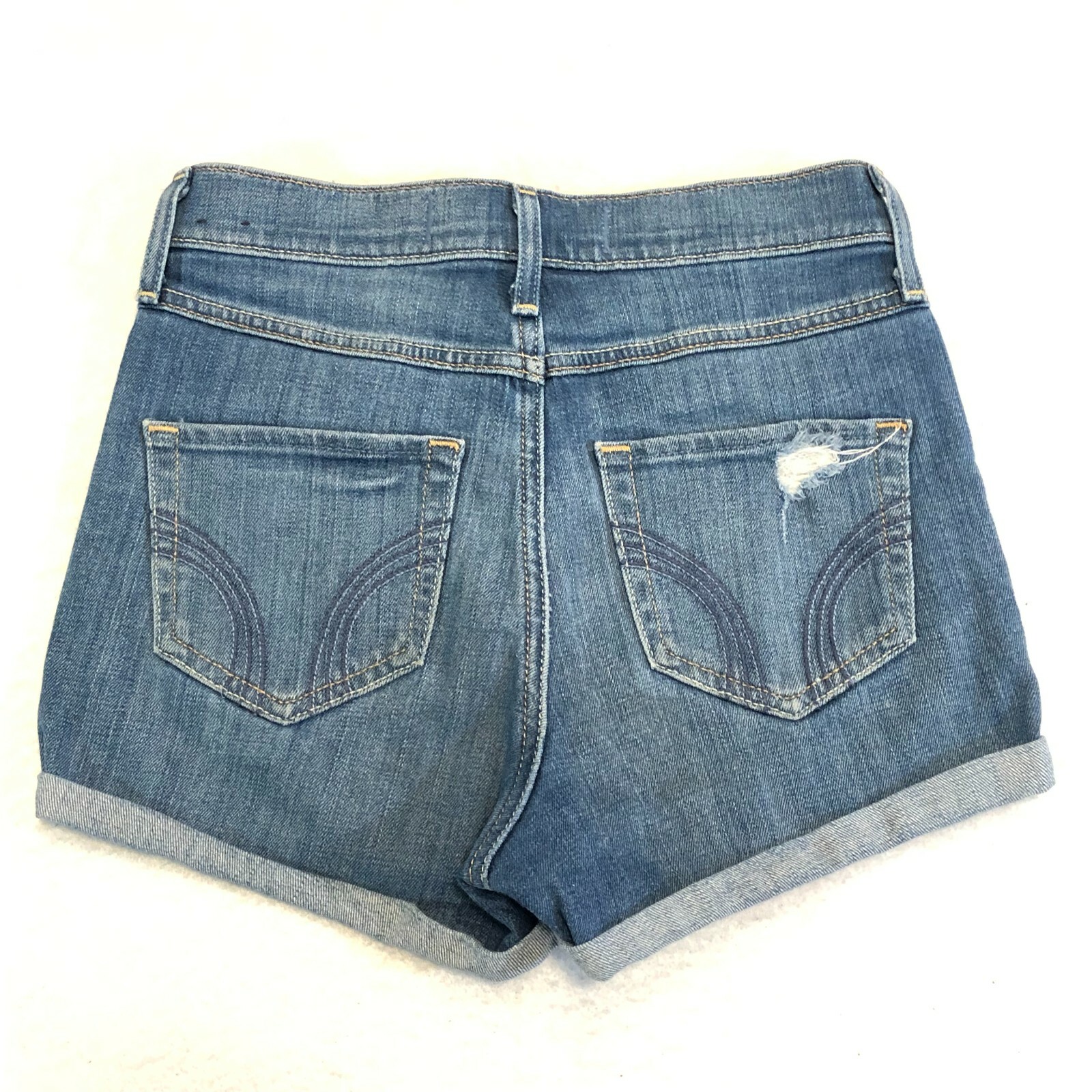 Hollister High Rise Short Shorts Cuff Hem Light Wash … - Gem