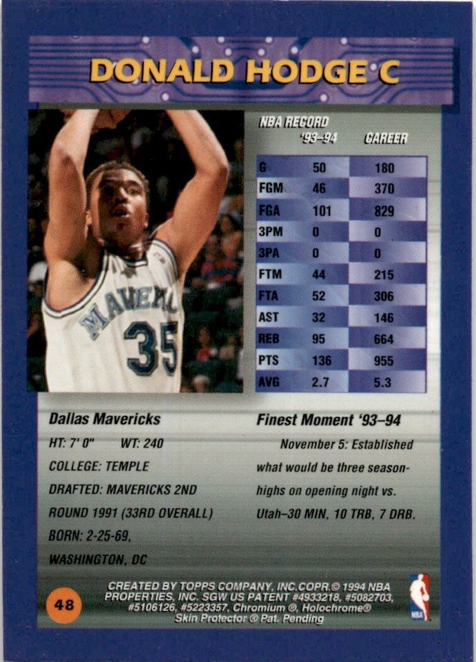 1994 Finest #48 Donald Hodge Great! | eBay