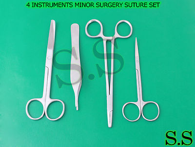 4 INSTRUMENTS MINOR SURGERY SUTURE SET KIT FORCEPS KIT | eBay