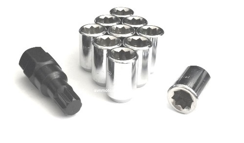 (20) 14x1.5 WHEEL LOCKS 8 POINT TUNER LUG NUTS OPEN END CHEVY GMC FORD ...