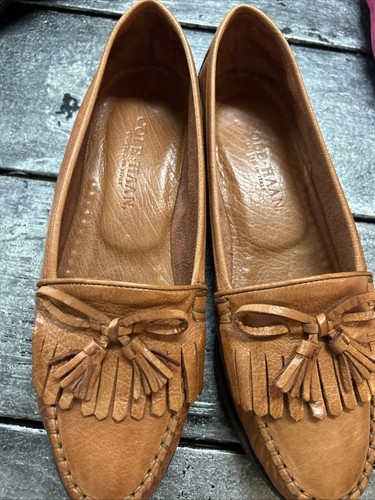 Cole Haan Kilty Loafers Size 7. 5 Brown Leather Flats Slip On Tassel ...