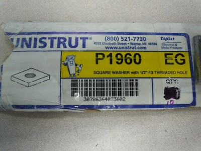 1/2-13 Springless strut nut With 1/2" Square strut washer (10pcs) Zinc ...