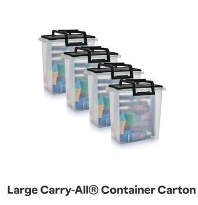 Tupperware Carry All Large Storage Container with Handle Black Tote 58 ...