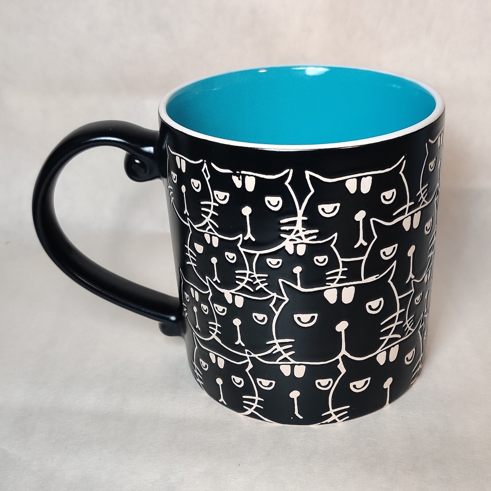 Spectrum Designz Stamped Cats Mug Black Cute Large 22 fl oz Feline Cat ...